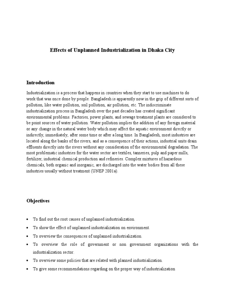 Unplanned Industrialization's Impact on Dhaka | PDF | Pollution ...