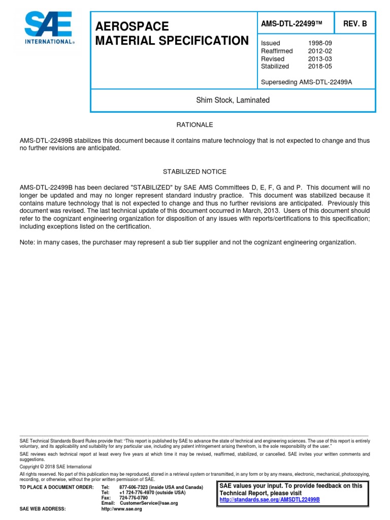 Aerospace Material Specification: Shim Stock, Laminated | PDF ...