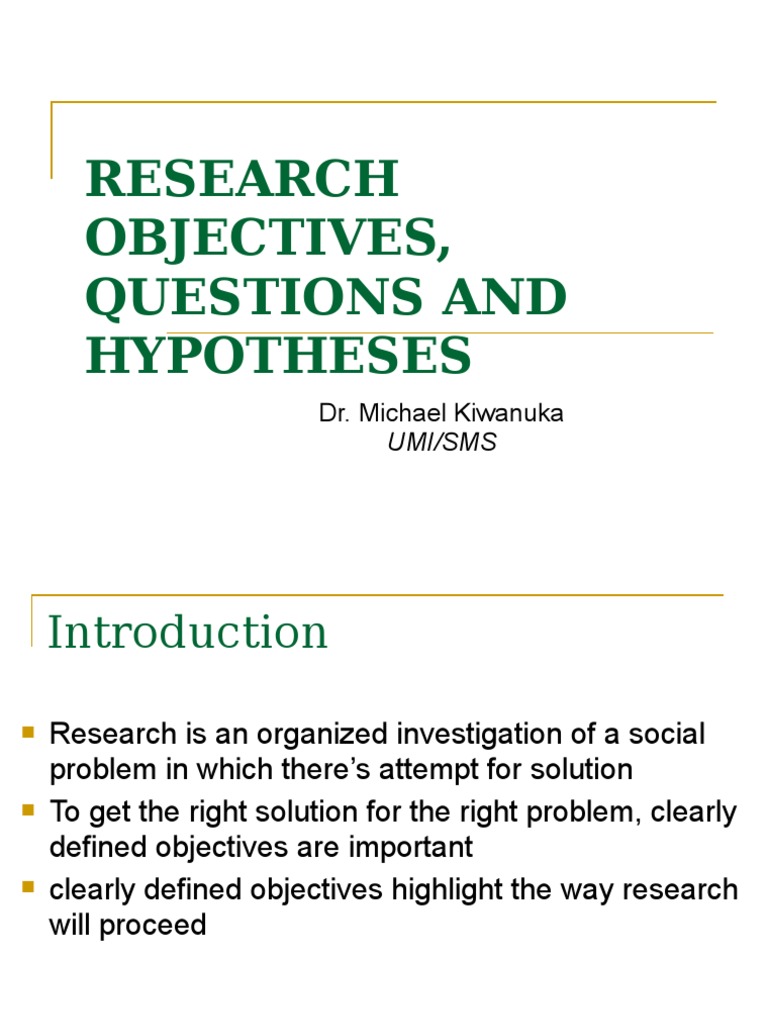 7-Research Objectives, Questions and Hypotheses Mba | PDF | Hypothesis ...