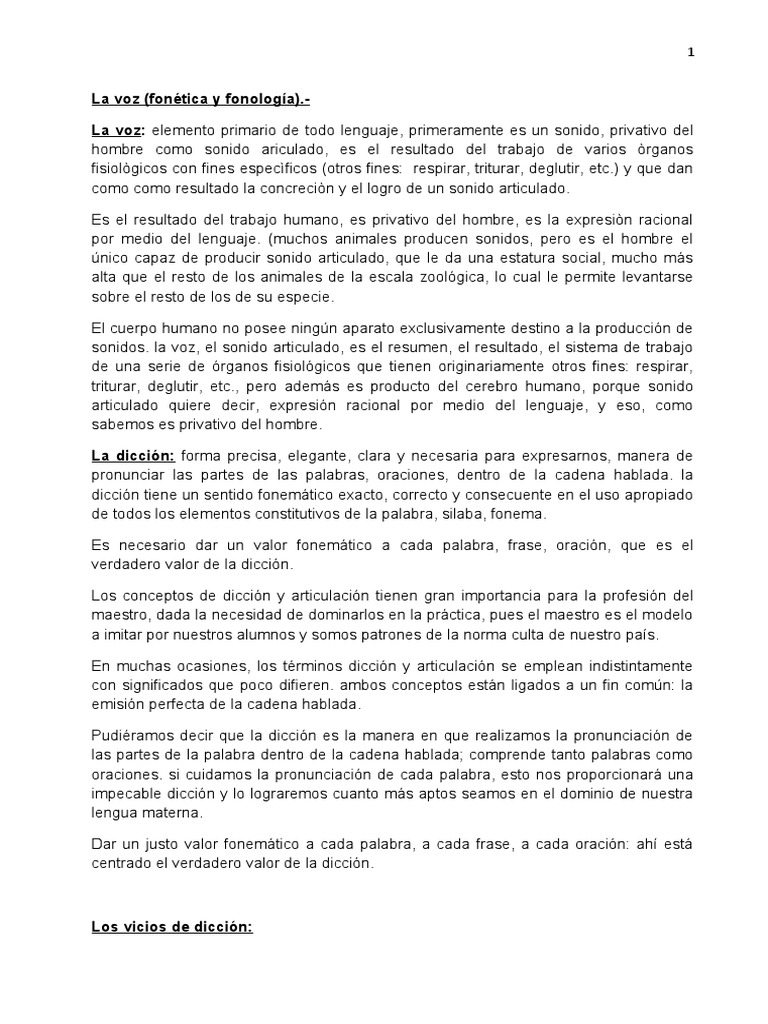 Importancia de la Voz y la Dicción | PDF | Sonido | Voz humana