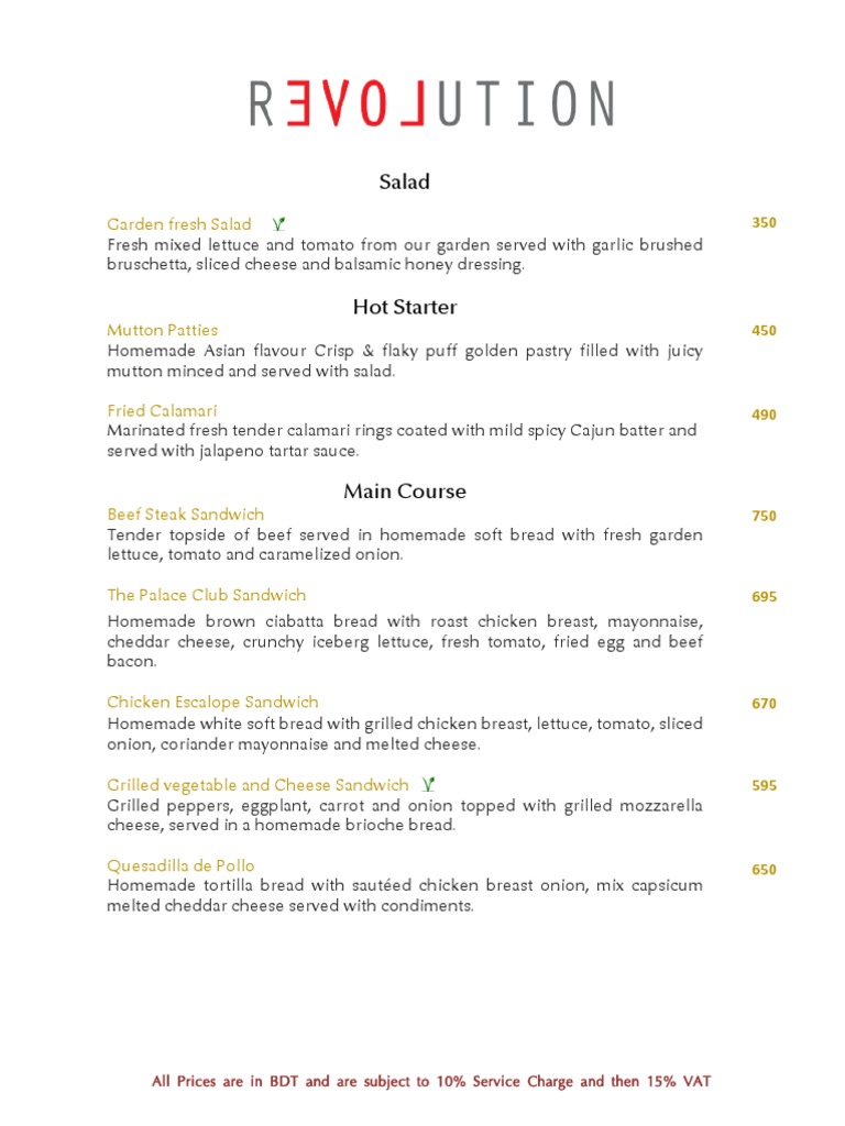 Food Menu Revolution | PDF | Hamburgers | Beef