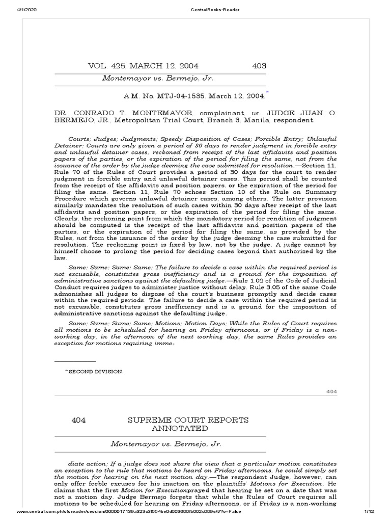 Montemayor vs. Bermejo | PDF | Summary Judgment | Supersedeas Bond