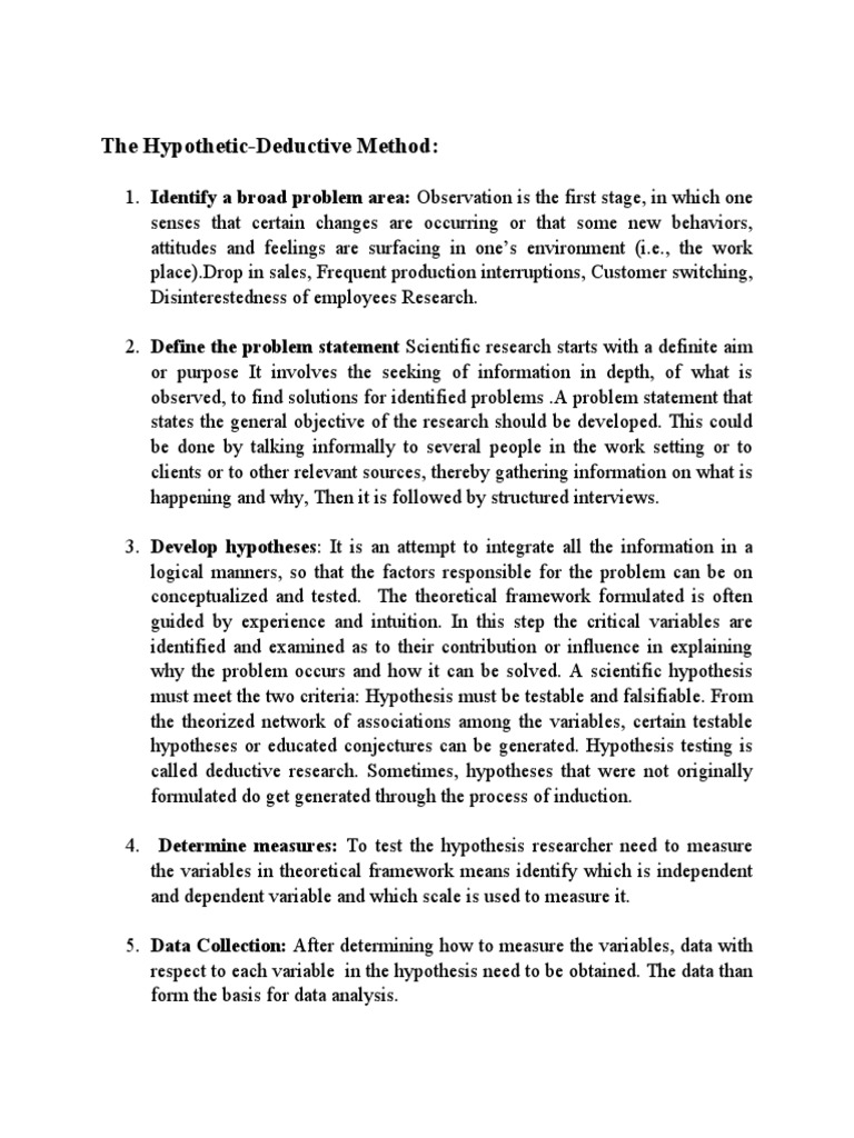 Hypothetic-Deductive Method Explained | PDF | Hypothesis | Falsifiability