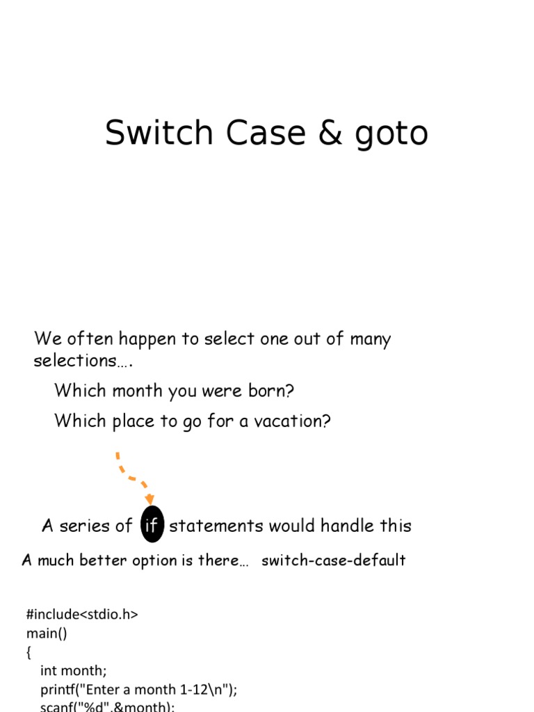 C - Programming Switch and Goto | PDF | Notation | Computer Science