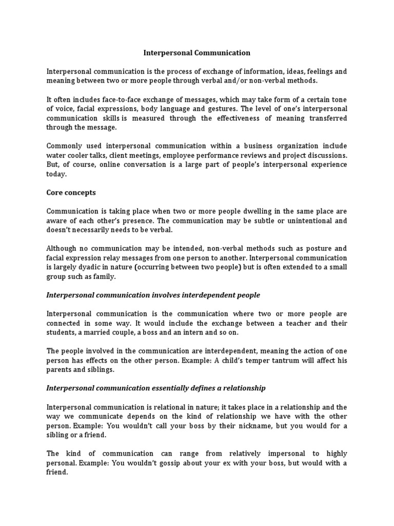 Interpersonal Communication Involves Interdependent People | PDF ...