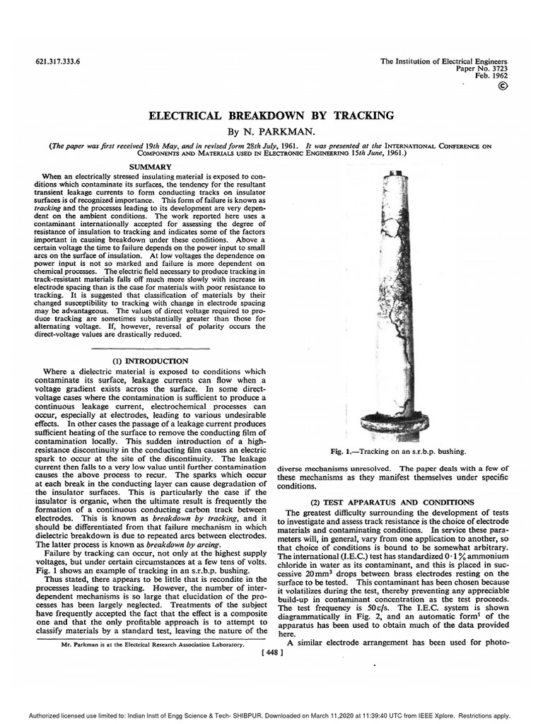 Tracking in Insulators | PDF | Insulator (Electricity) | Anode