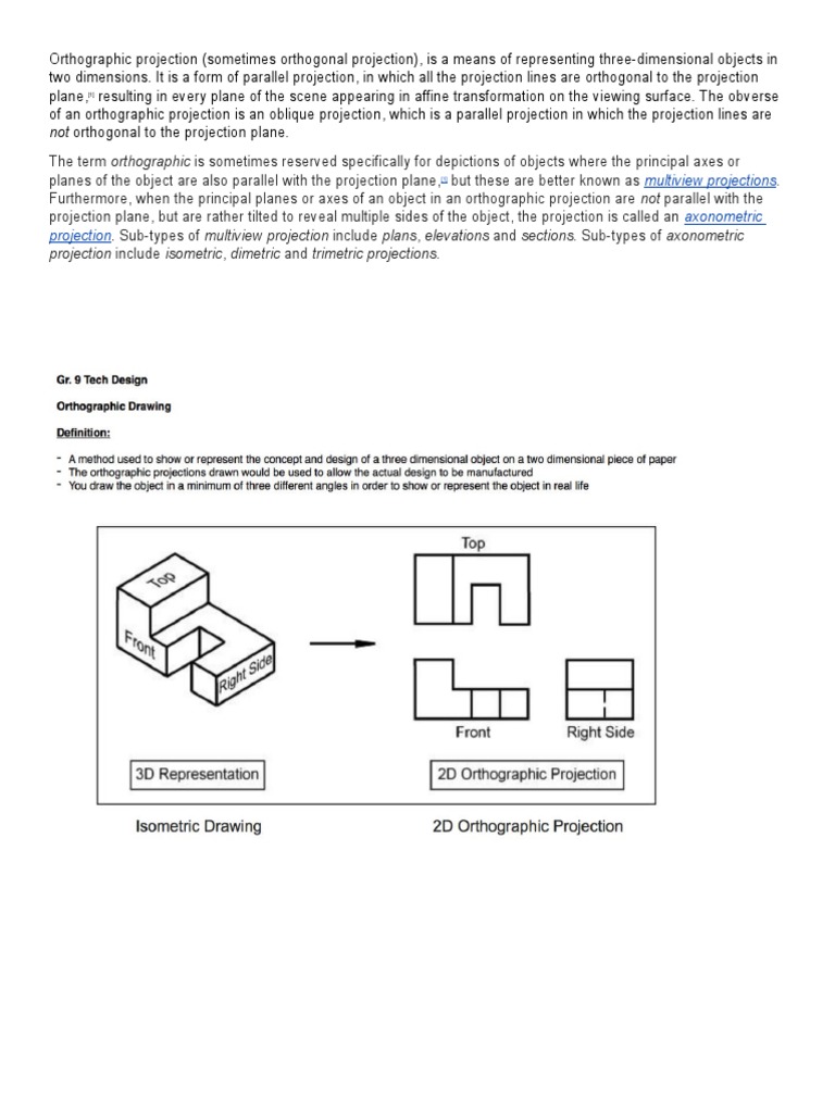 Multiview Projections Axonometric Projection: Not Orthogonal To The ...