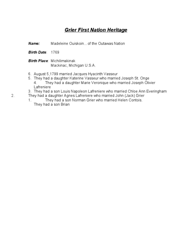Grier First Nation Heritage | PDF | History