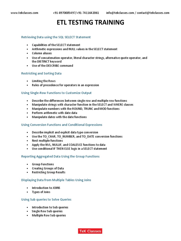 ETL Testing PDF | PDF | Data Warehouse | Data