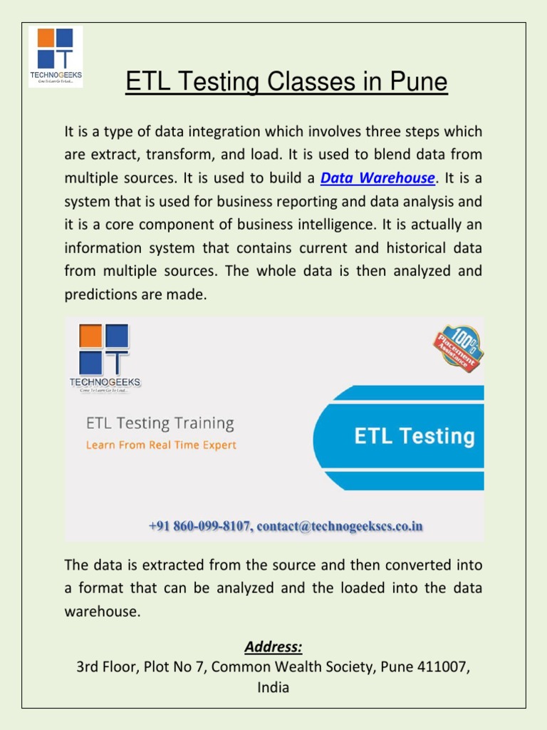 ETL Testing Classes in Pune | PDF