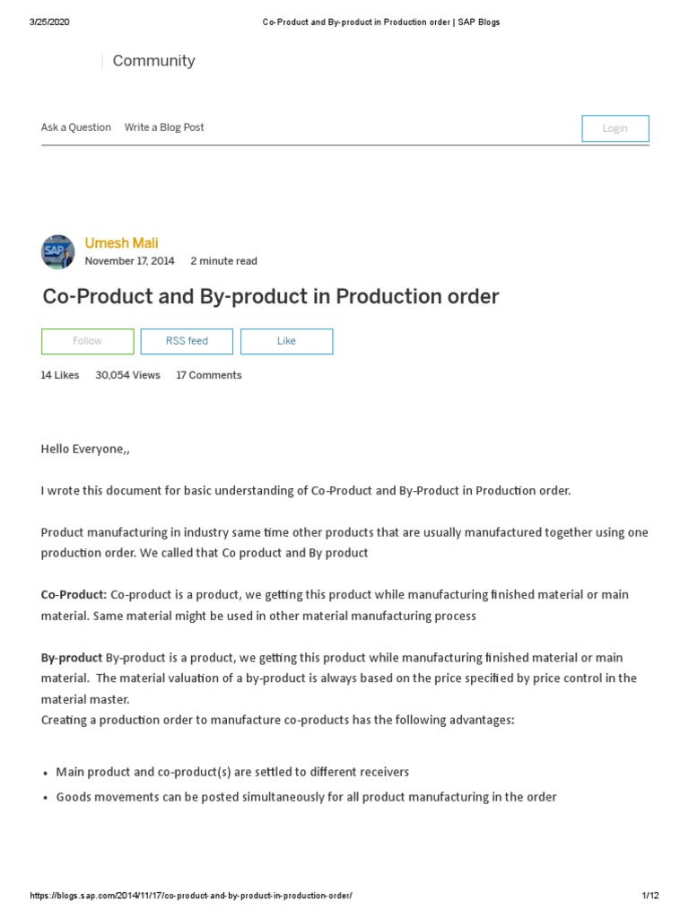 Co-Product and By-Product in Production Order | PDF | Production And ...