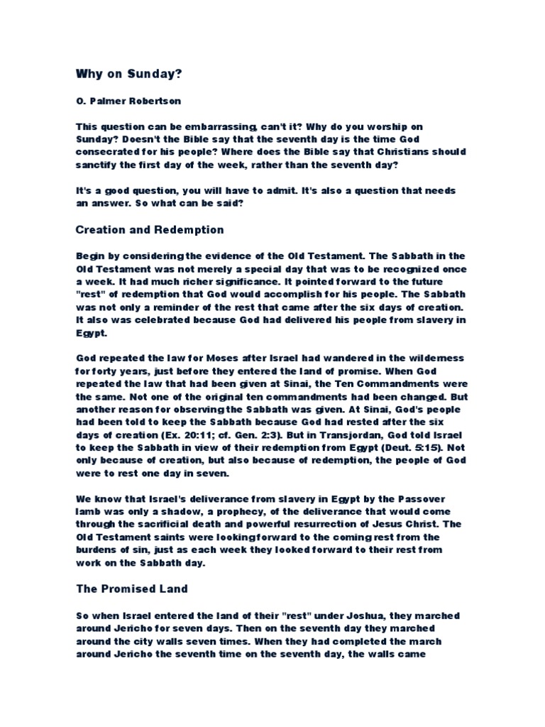 Why On Sunday-O.Palmer Robertson | PDF | Resurrection Of Jesus | Jesus