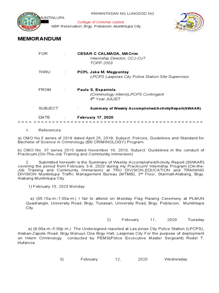 Memorandum: Cesar C Calmada, Macrim | PDF | National Security ...