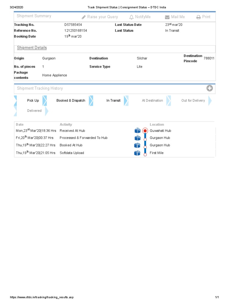 DTDC Shipment Docket Copy - Ishida | PDF