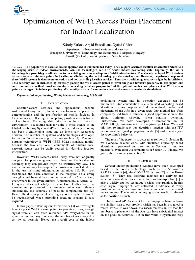 Optimization of Wi-Fi Access Point Placement For Indoor Localization ...
