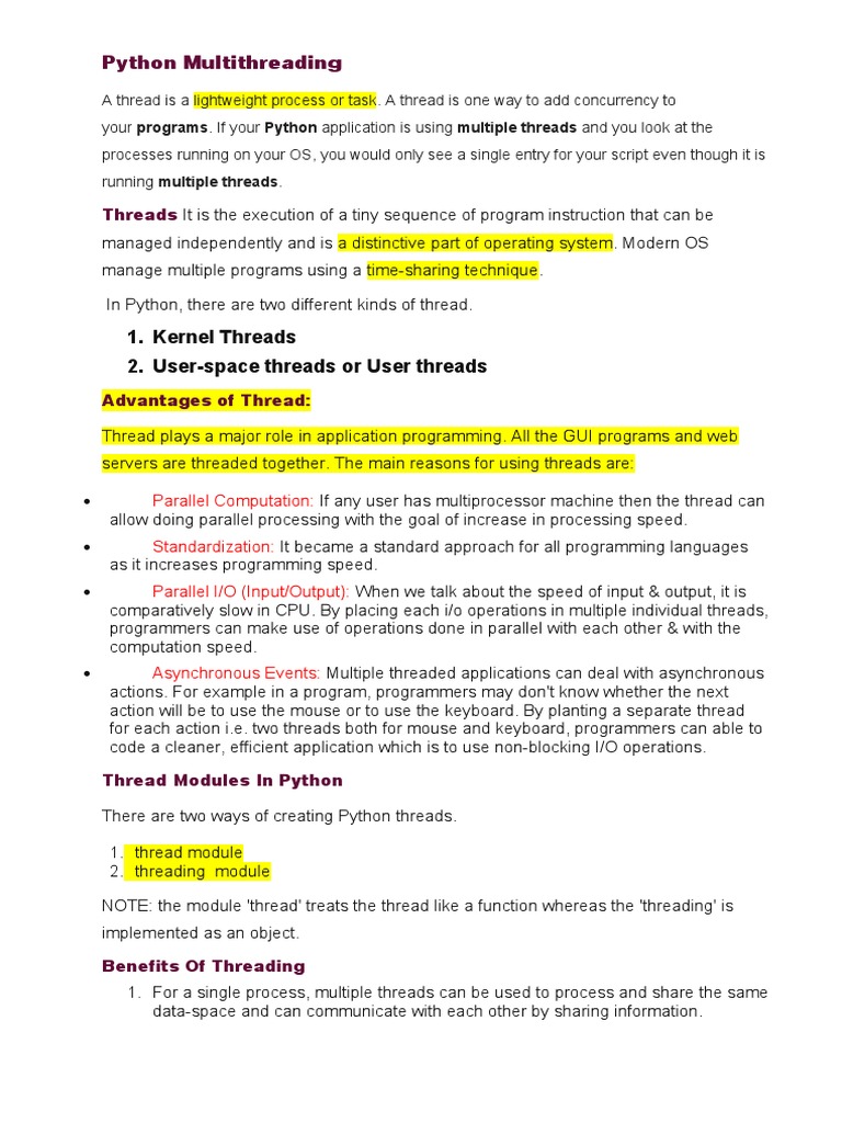 Ppi Multithreading | PDF | Thread (Computing) | Process (Computing)
