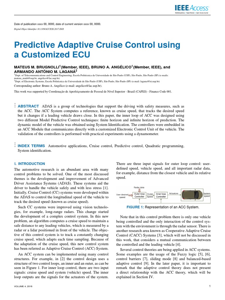 Predictive Adaptive Cruise Control Using A Customized ECU | PDF ...