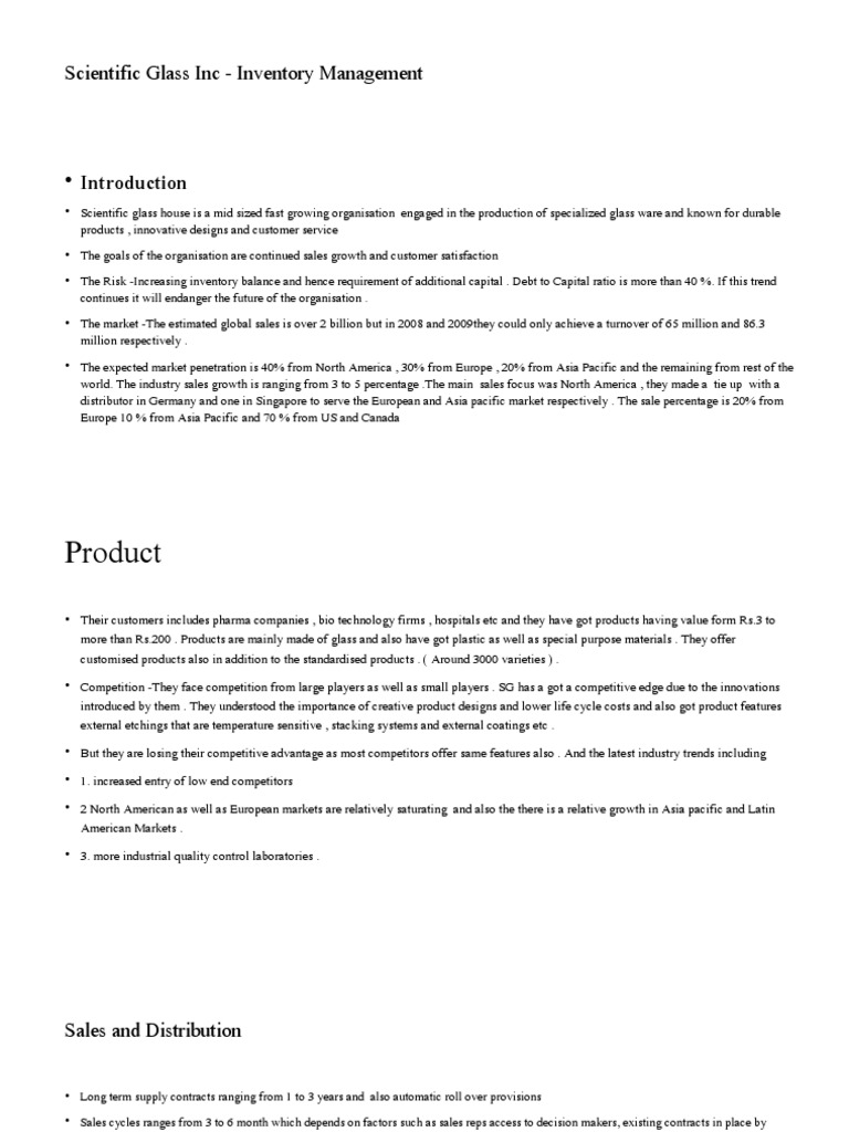 Scientific Glass Inc - Inventory Management | PDF