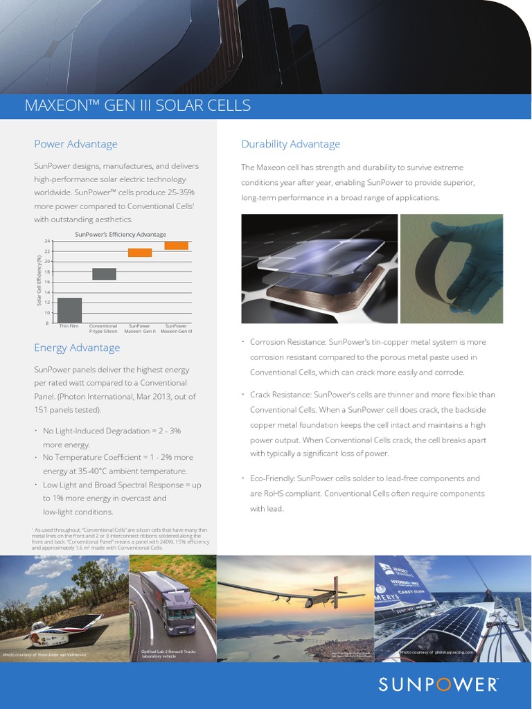 Maxeon™ Gen Iii Solar Cells: Durability Advantage Power Advantage | PDF ...