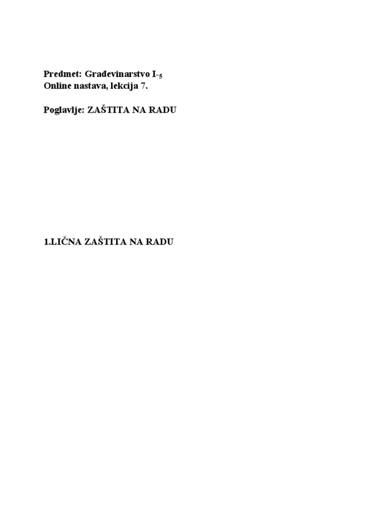 Lekcija 7-Zastita Na Radu | PDF