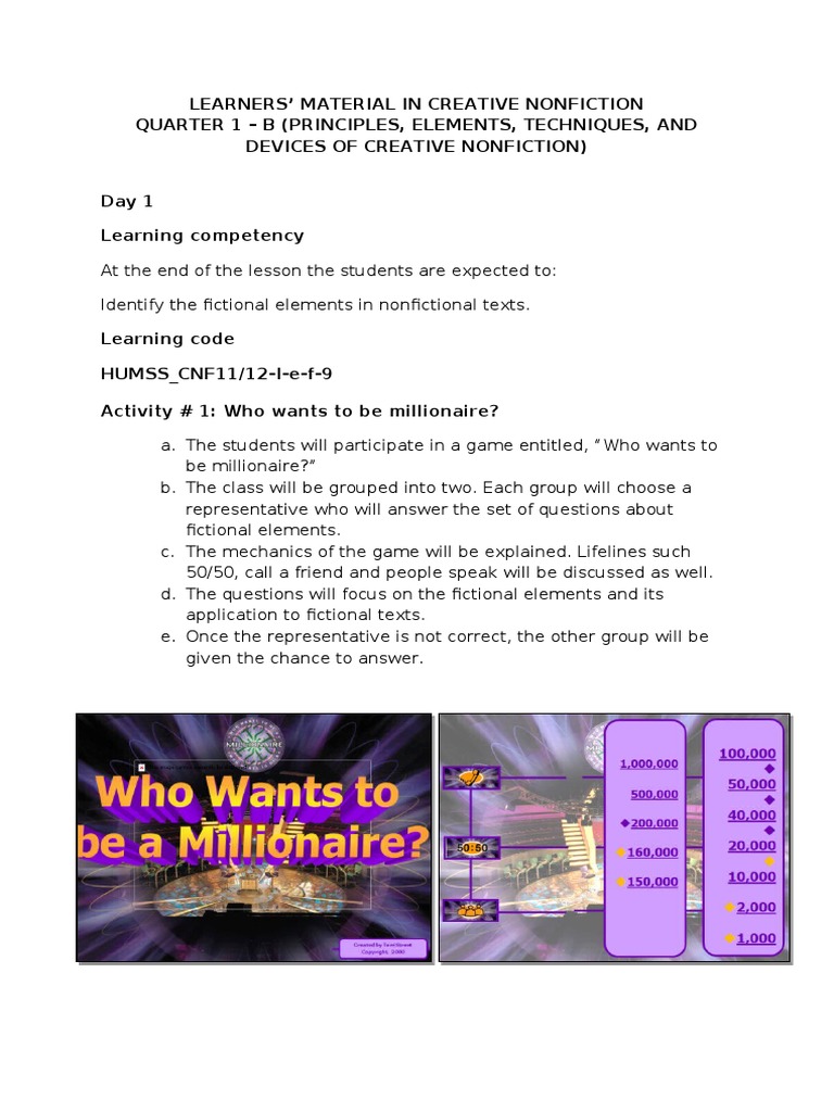 Learners' Material in Creative Nonfiction Quarter 1 - B (Principles ...