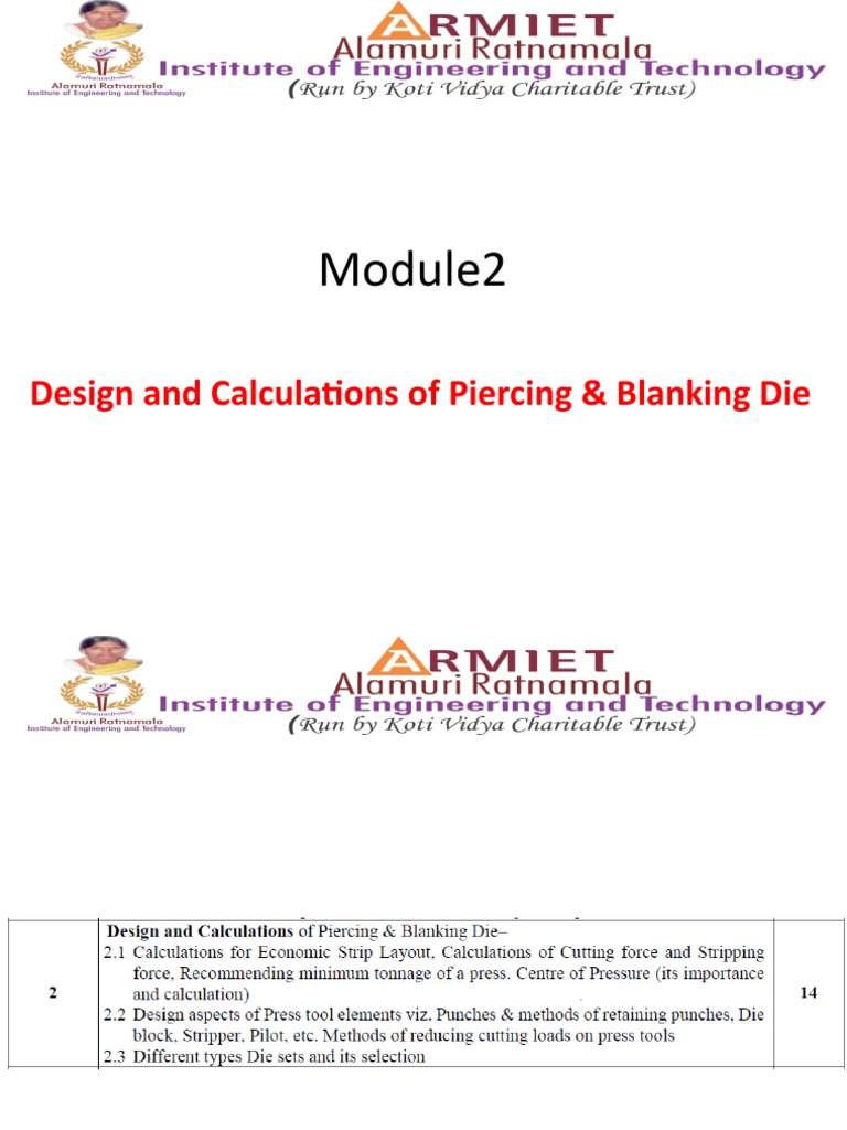 Design and Calculations of Piercing & Blanking Die | PDF | Industrial Processes | Metalworking
