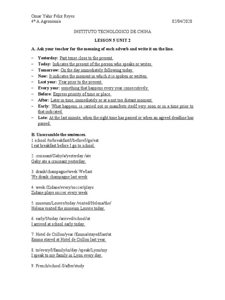 Lesson 5 - Unit 2 | PDF