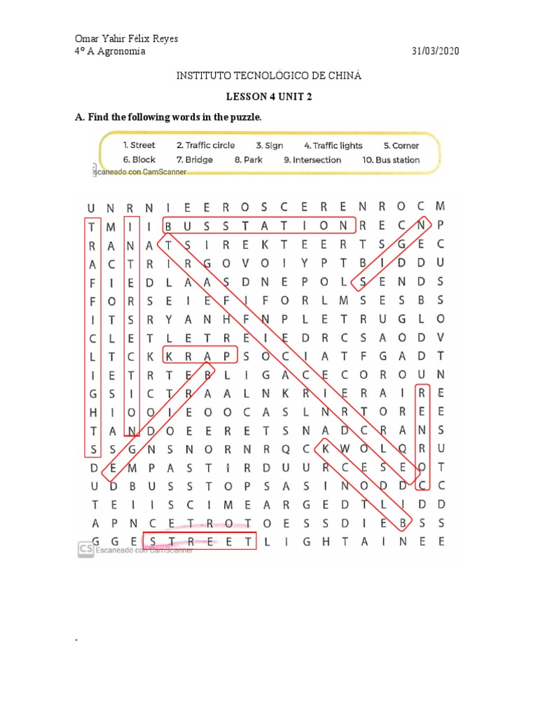 Lesson 4 Unit 2 A. Find The Following Words in The Puzzle | PDF | Home ...