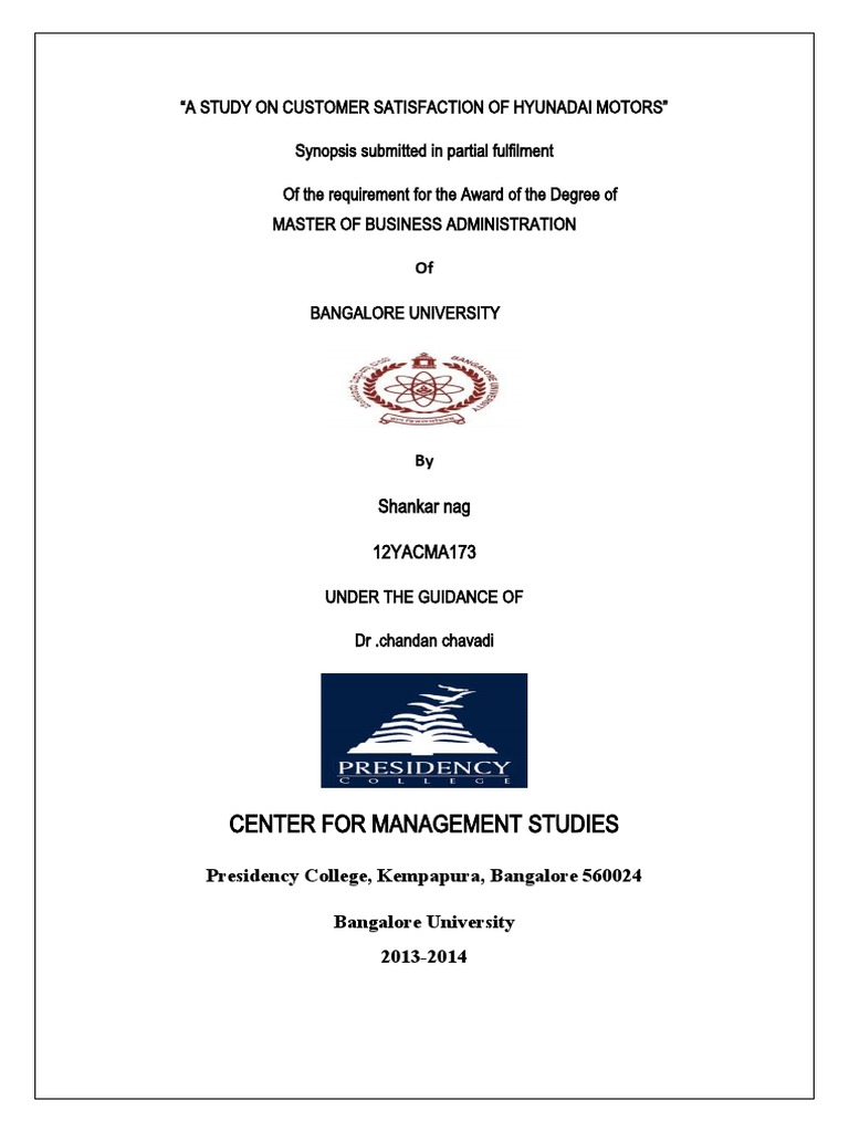 A Study On Customer Satisfaction of Hyu | PDF | Consumer Behaviour | Behavior