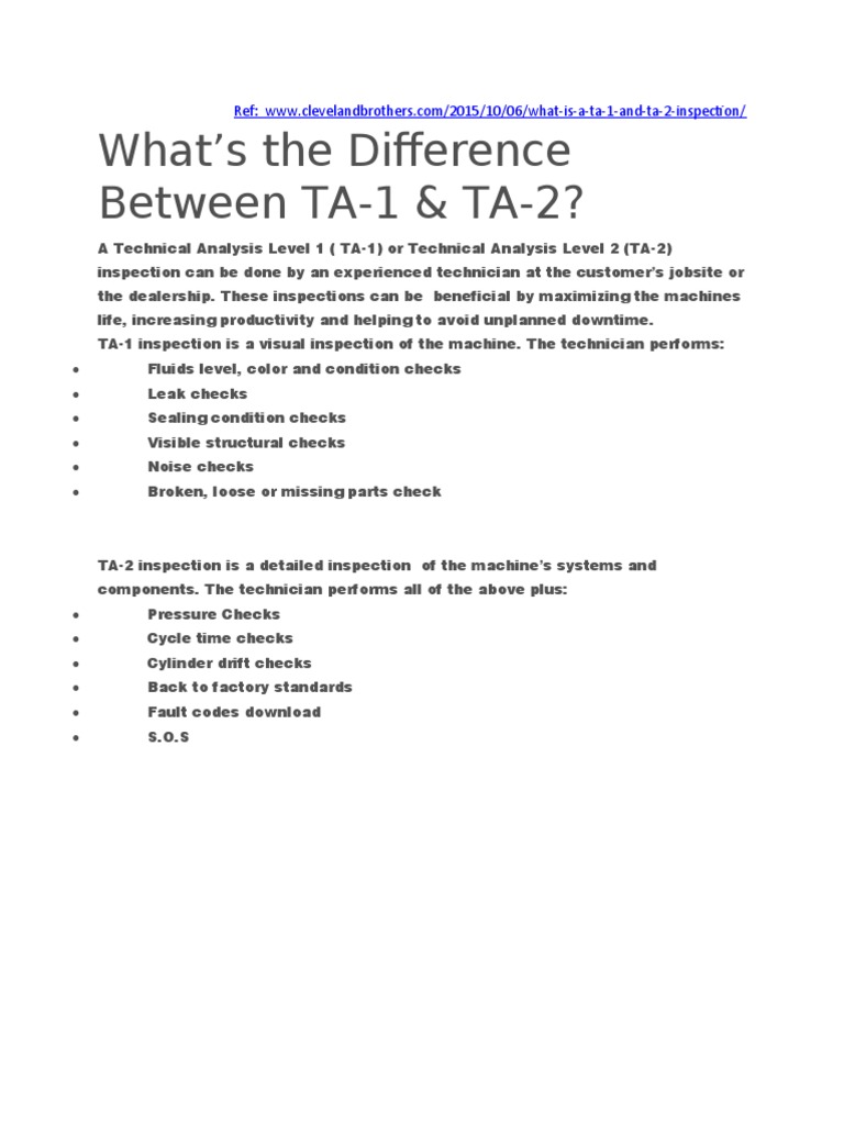 Caterpillar Difference Between TA1 & TA2 | PDF