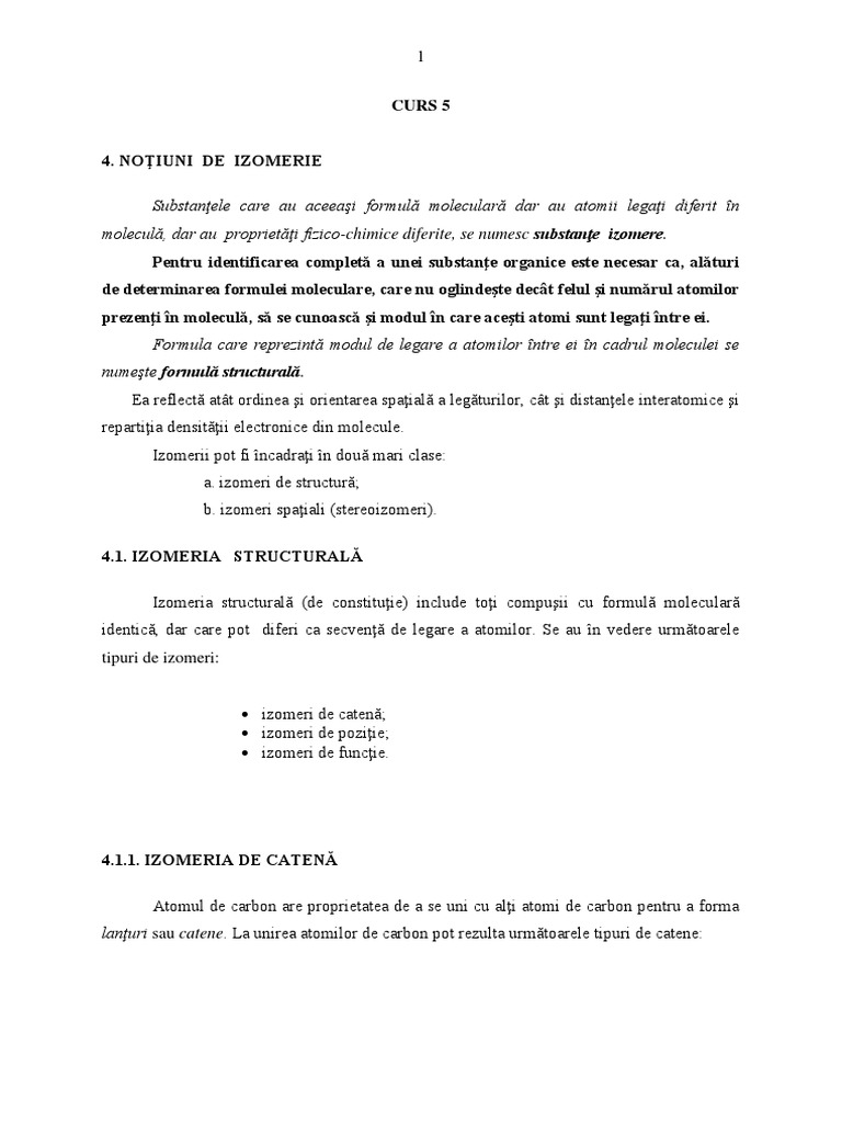 Curs 5. Izomerie | PDF