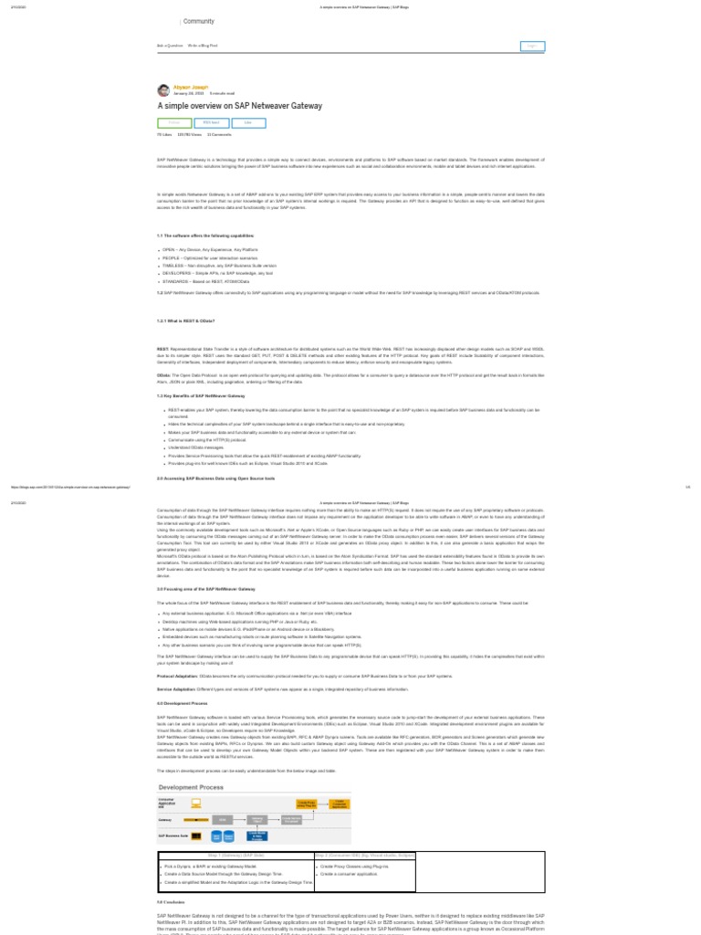 A Simple Overview On SAP Netweaver Gateway - SAP Blogs | PDF | Representational State Transfer ...