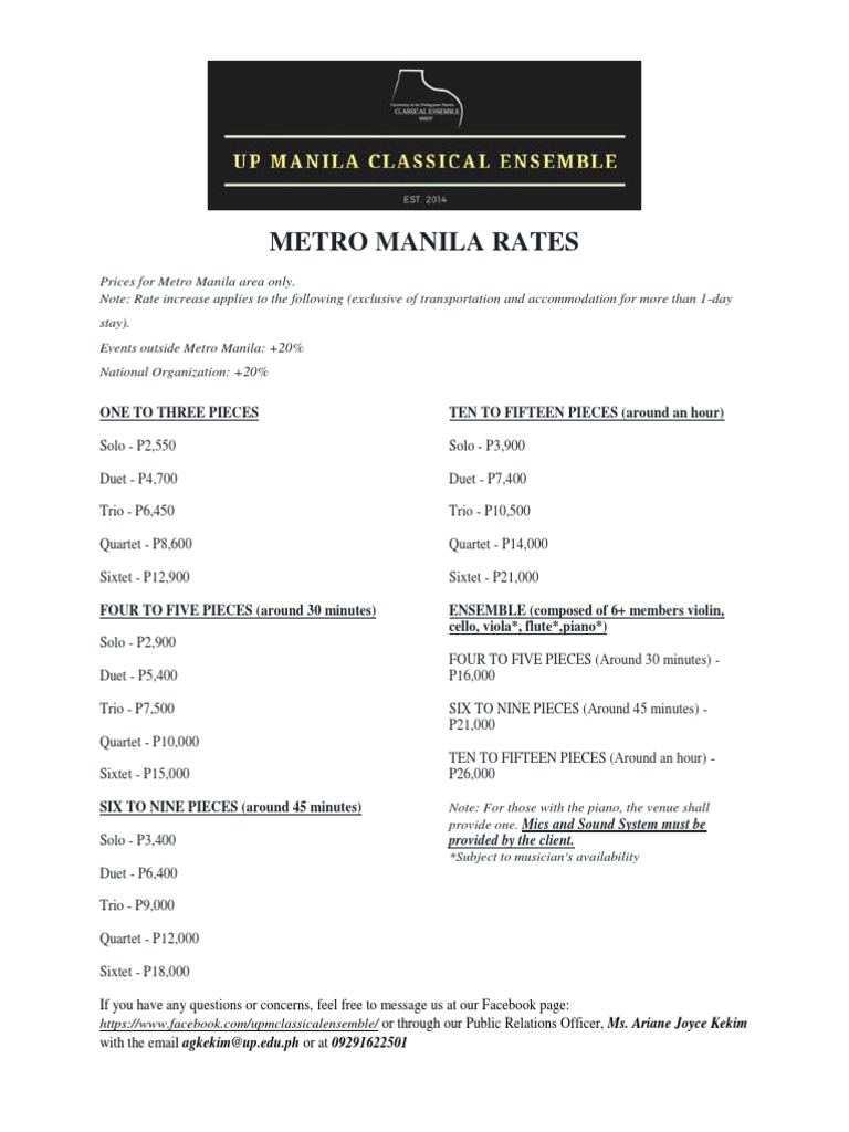 Metro Manila Rates: One To Three Pieces TEN TO FIFTEEN PIECES (Around ...