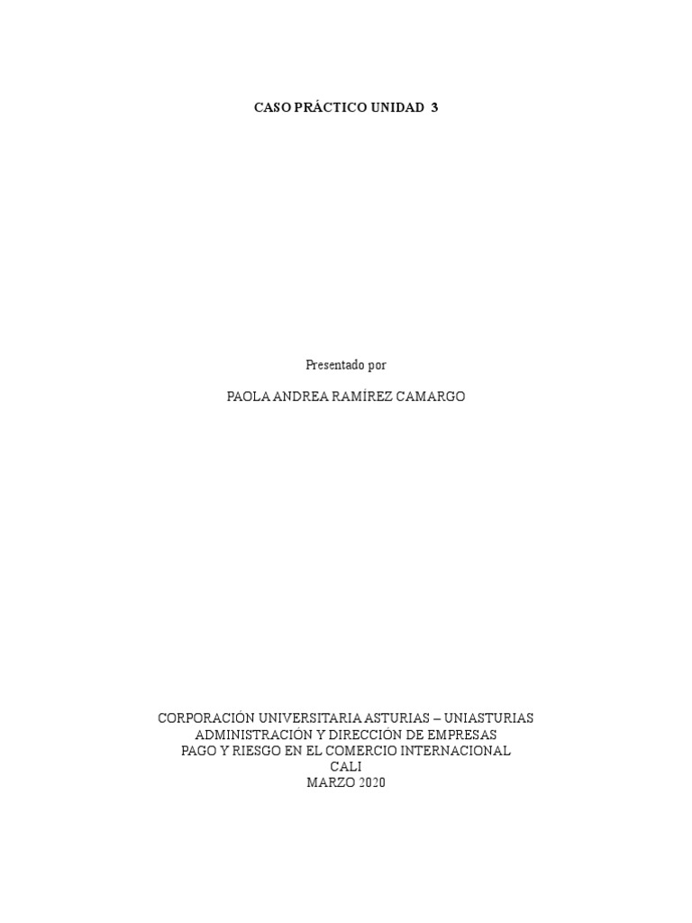 Caso Práctico Unidad 3 - PAGO Y RIESGO EN EL CI | PDF | Política | Economias