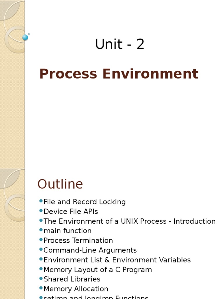 Unit - 2: Process Environment | PDF | Subroutine | Library (Computing)