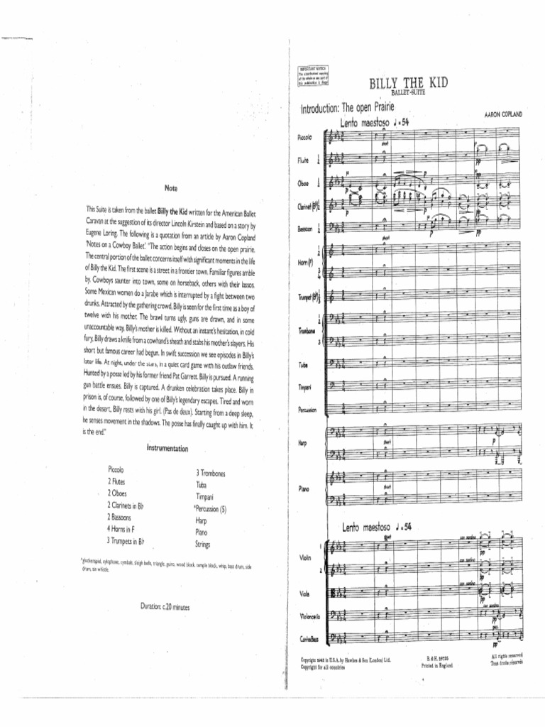 Copland - Billy The Kid Suite - ORCH SCORE | PDF