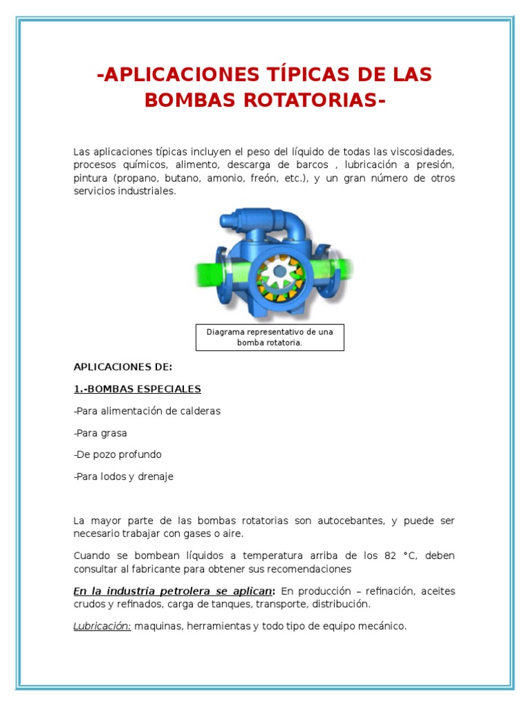 Aplicaciones Tipicas de Las Bombas Rotatorias | PDF | Petróleo | Bomba