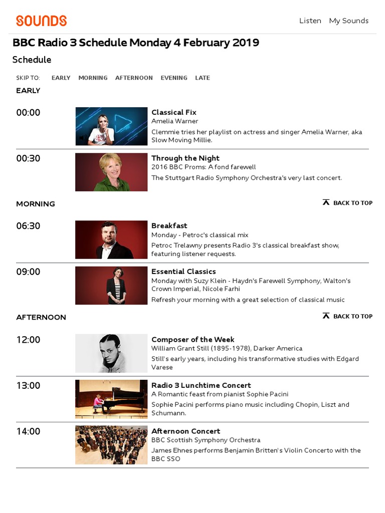 BBC Radio 3 - Schedules, 04 Monday February 2019 | PDF | Orchestras ...