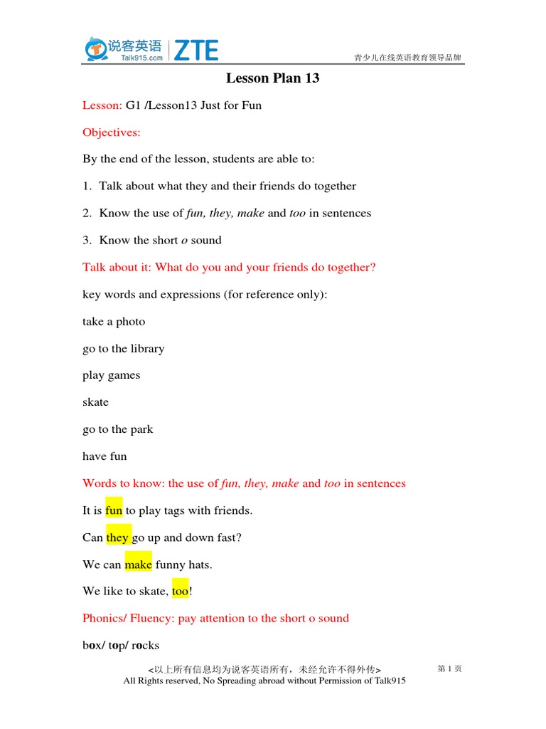 Lesson: Objectives | PDF