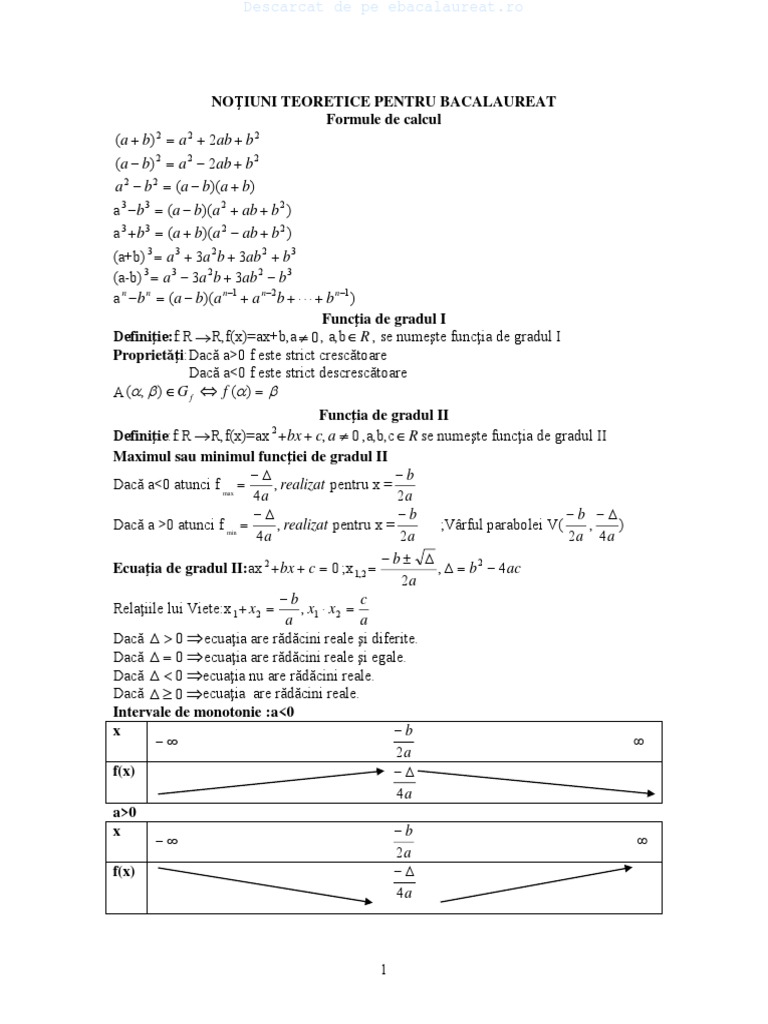Matematica formule-BAC PDF | PDF