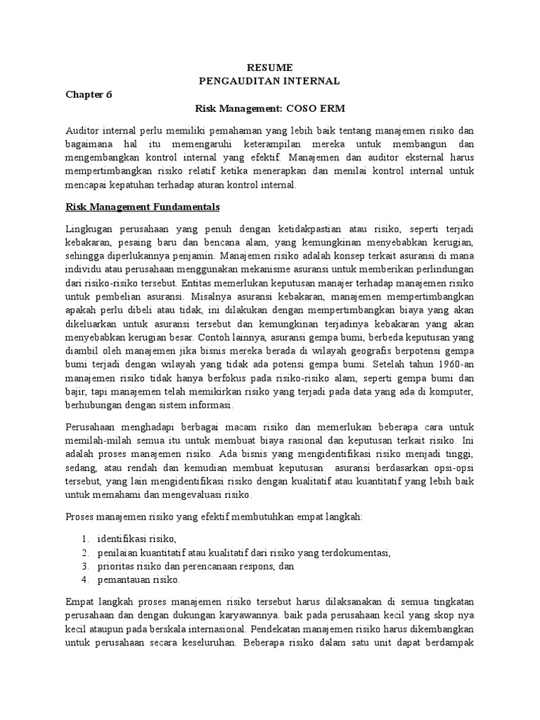 Chapter 6 Risk Management COSO ERM | PDF