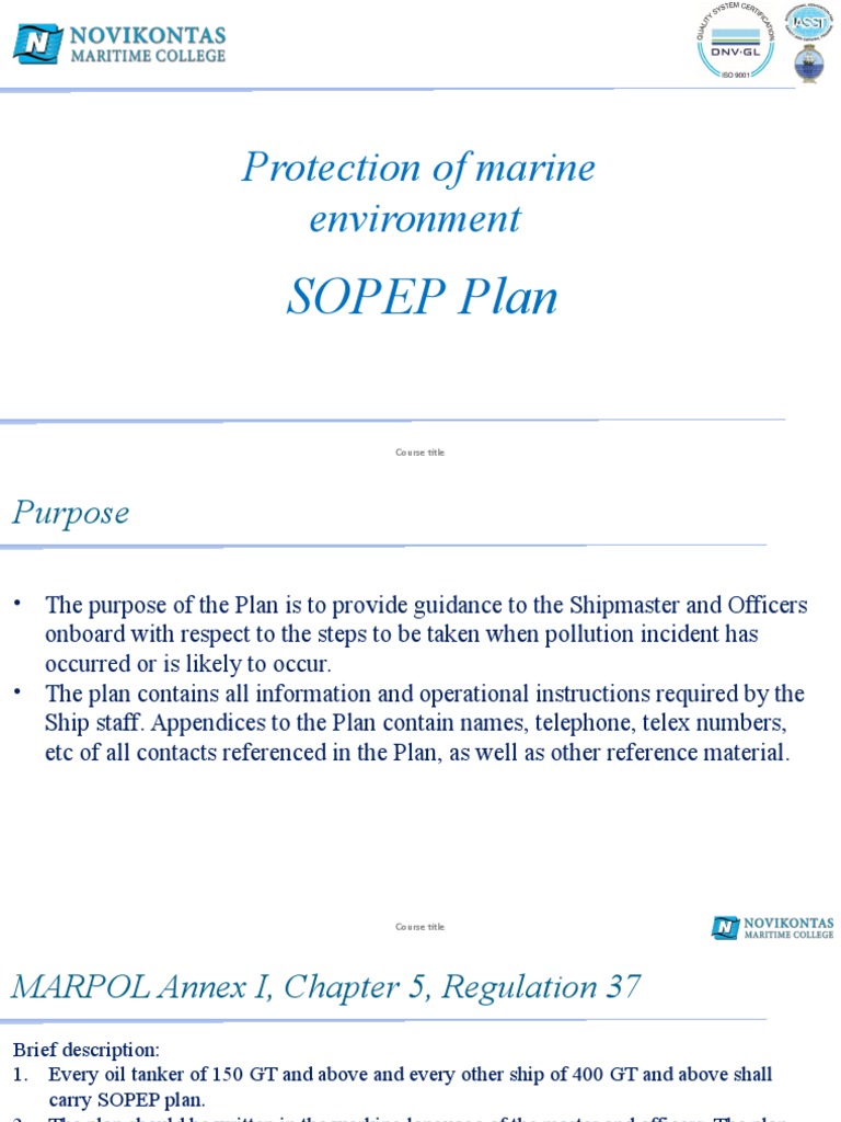 Protection of Marine Environment: Sopep Plan | PDF | Oil Tanker | Ships