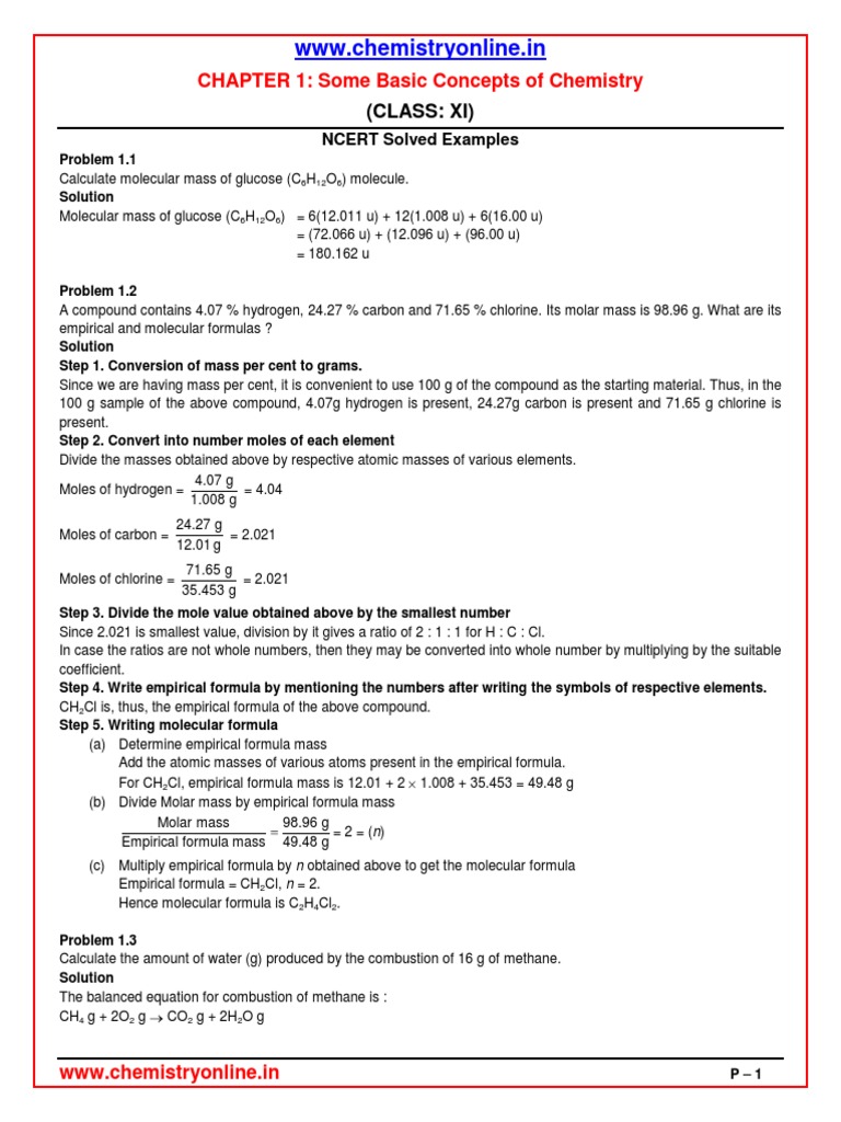 1 Some Basic Concepts of Chemistry PDF | PDF | Molar Concentration ...