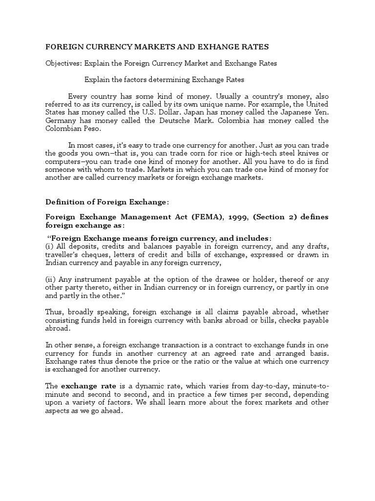 Foreign Currency Markets and Exhange Rates | PDF | Foreign Exchange ...