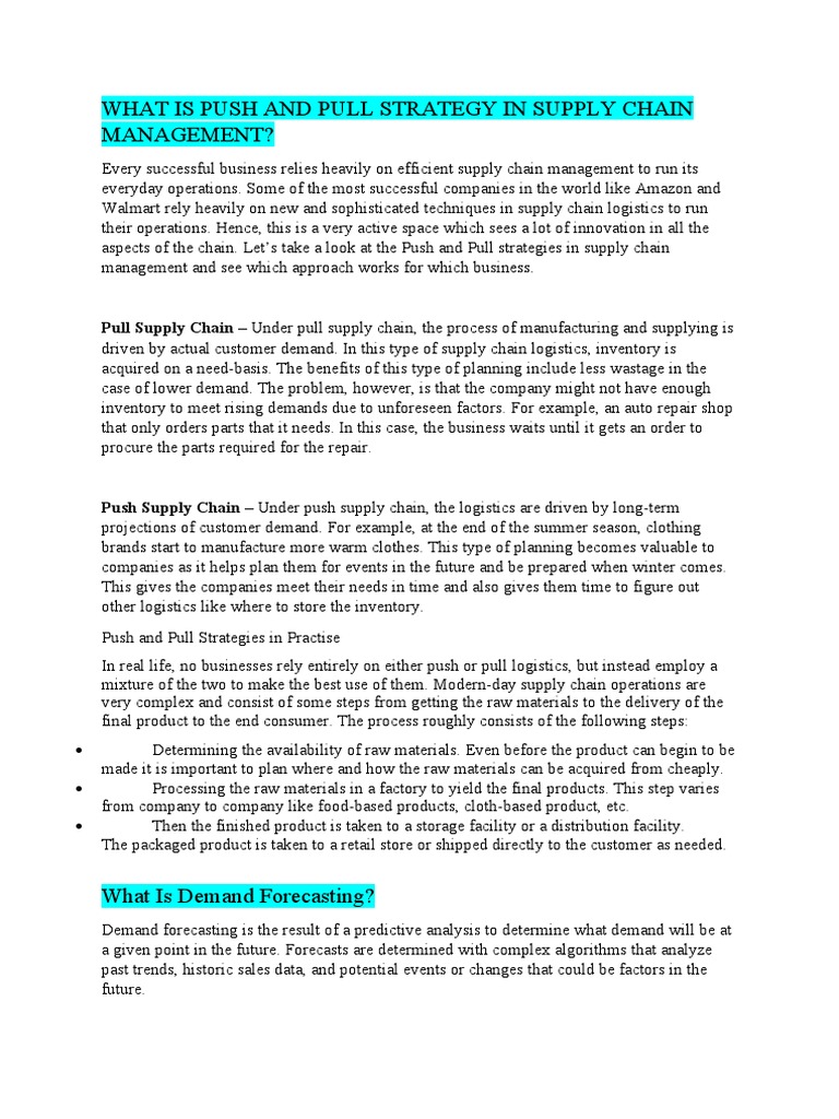 What Is Push and Pull Strategy in Supply Chain Management | PDF ...