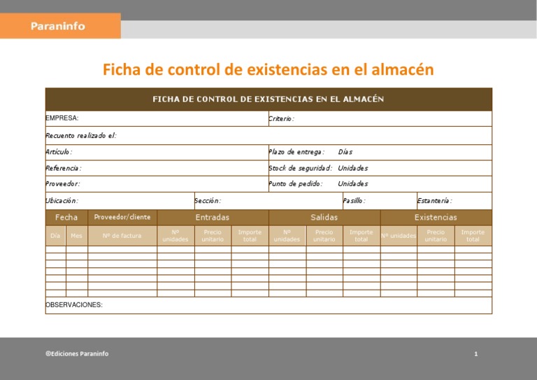 4 Ficha de Control de Existencias en El Almacén | PDF