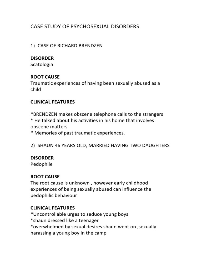 Case Study of Psychosexual Disorders PDF | PDF | Sexual Fetishism ...