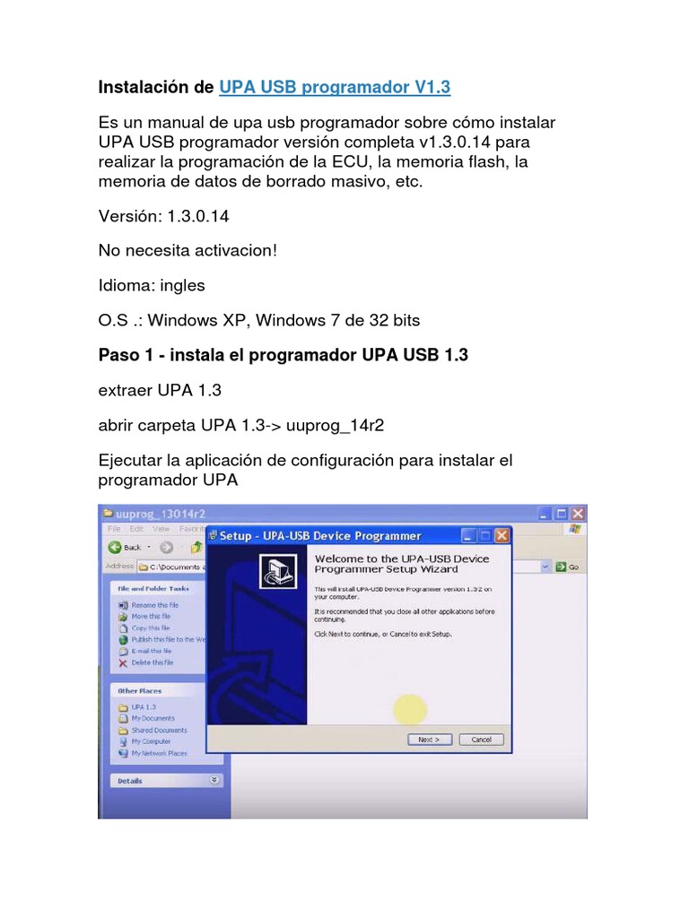 Instalación de UPA V 1.3 PDF | PDF | Archivo de computadora | USB