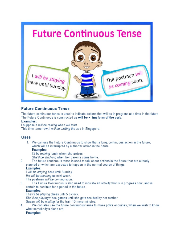 Understanding the Future Continuous Tense: Uses and Examples of Actions ...