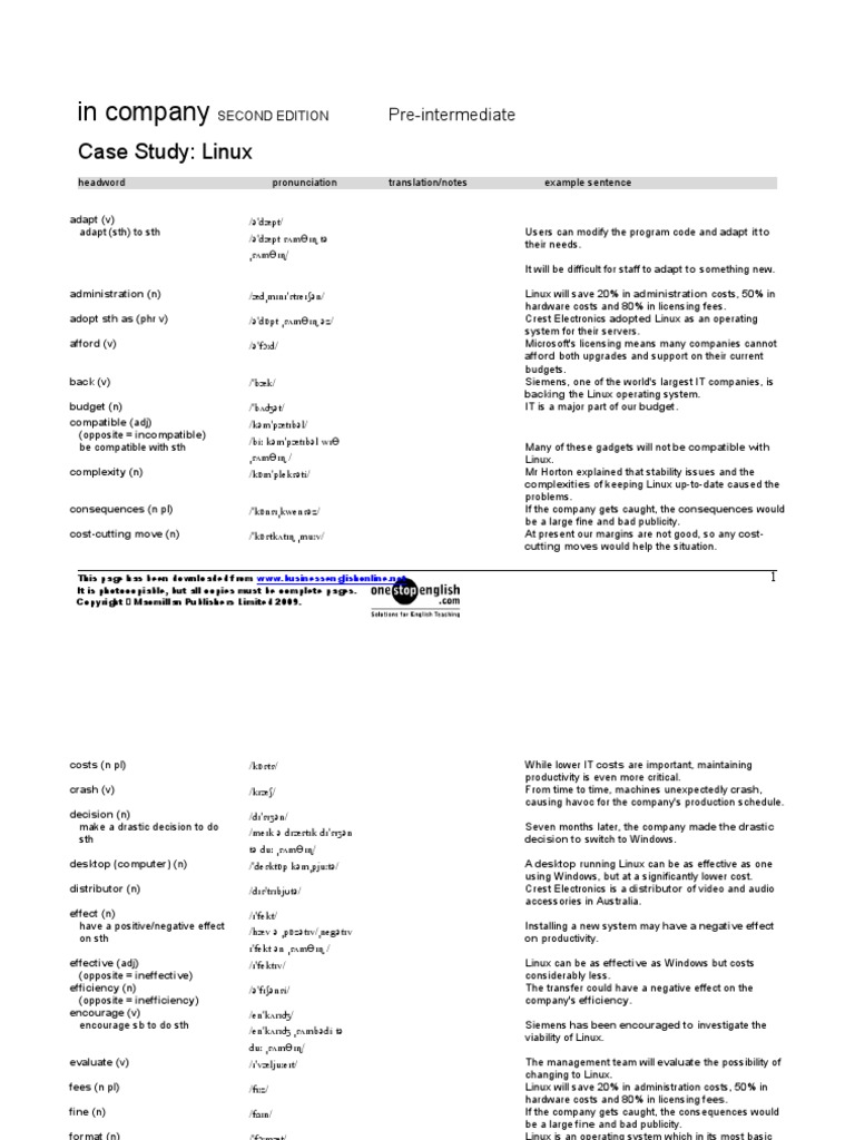 In Company: Case Study: Linux | PDF | Linux | Operating System